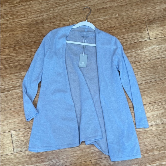 Pure Collection | Sweaters | Pure Collection Light Blue Cashmere Open ...